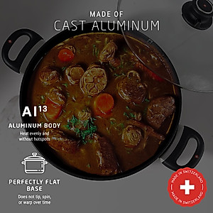 Swiss Diamond 11" (5.3 Qt) Braiser HD Nonstick Diamond Coated Aluminum Braiser, Includes Lid - Dishwasher Safe and Oven Safe Braiser, Grey