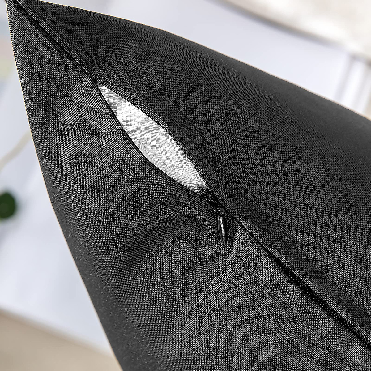 EMEMA Outdoor Waterproof Throw Pillow Covers Water Resistant Garden Chair Decorative Solid Cushion Case for Garden Couch Pet Sofa Home Decoration 20x20 Inches 50x50 cm Black, Pack of 2