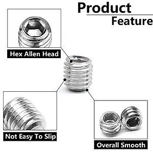 Eilumduo 50PCS M5 x 6mm Socket Set Grub Screws Stainless Steel Cup Point Screws Hex Allen Head Socket Set Screws