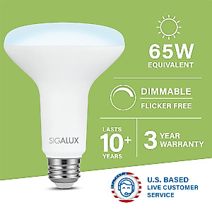 Sigalux LED Flood Lights Indoor, BR30 LED Bulb 65W Equivalent, Dimmable Recessed Light Bulbs 650LM 5000K Daylight Can Light Bulbs, E26 Base Bulged Light Bulbs UL Listed, 6 Pack