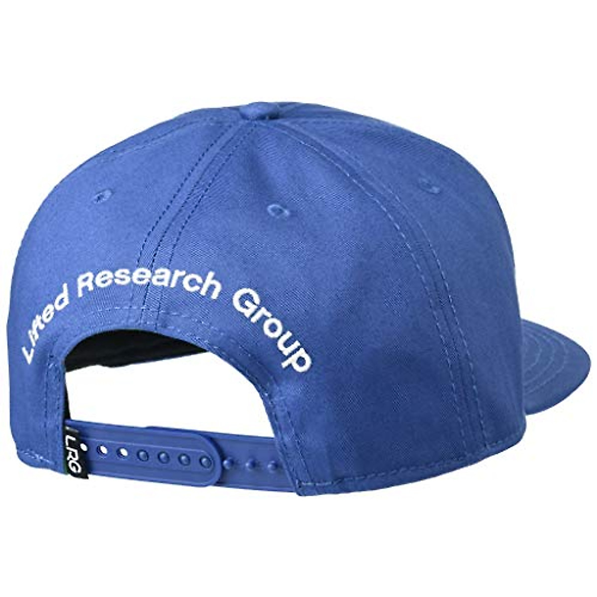 LRG Men's Lifted Research Group Logo Flat Bill Snapback Hat, White/Sapphire, One Size