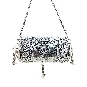 Women Silver Handmade Ethnic gift Brass Metal bag antique bridal clutch