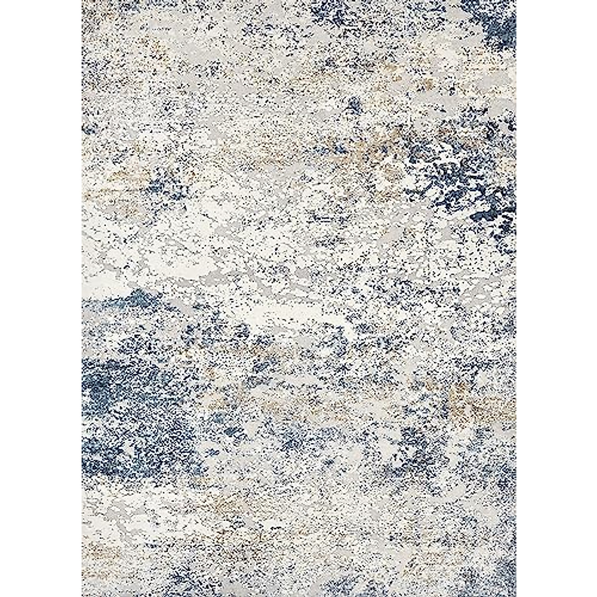 Area Rug Living Room Rugs - 5x7 Abstract Large Soft Indoor Washable Rug Neutral Modern Low Pile Carpet for Bedroom Dining Room Farmhouse Home Office - Beige Blue