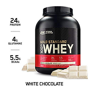 Optimum Nutrition Gold Standard 100% Whey Protein Powder, White Chocolate, 5 Pound (Packaging May Vary)