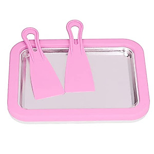 TOUISEDGI Ice Cream Maker, Ice Cream Roller Plate With 2 Spatulas, Food Grade Stainless Steel Pan Ice Cream Machine, Fried Yogurt Machine Mini Unplugged Fruit Rolled Ice Cream Maker(pink)