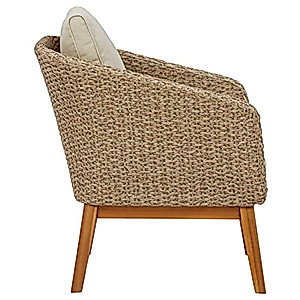 Signature Design by Ashley Outdoor Crystal Cave Patio Wicker Lounge Chair Set, 2 Count, Beige