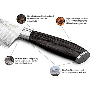 WUSTAHL Hand Forged 8 inch Professional Real Damascus Chef Knife. Japanese Blade made of Ancient Damascus Steel. German Handle, Handmade from Pakkawood. High Carbon, Sharp Gyuto Kitchen Knife.