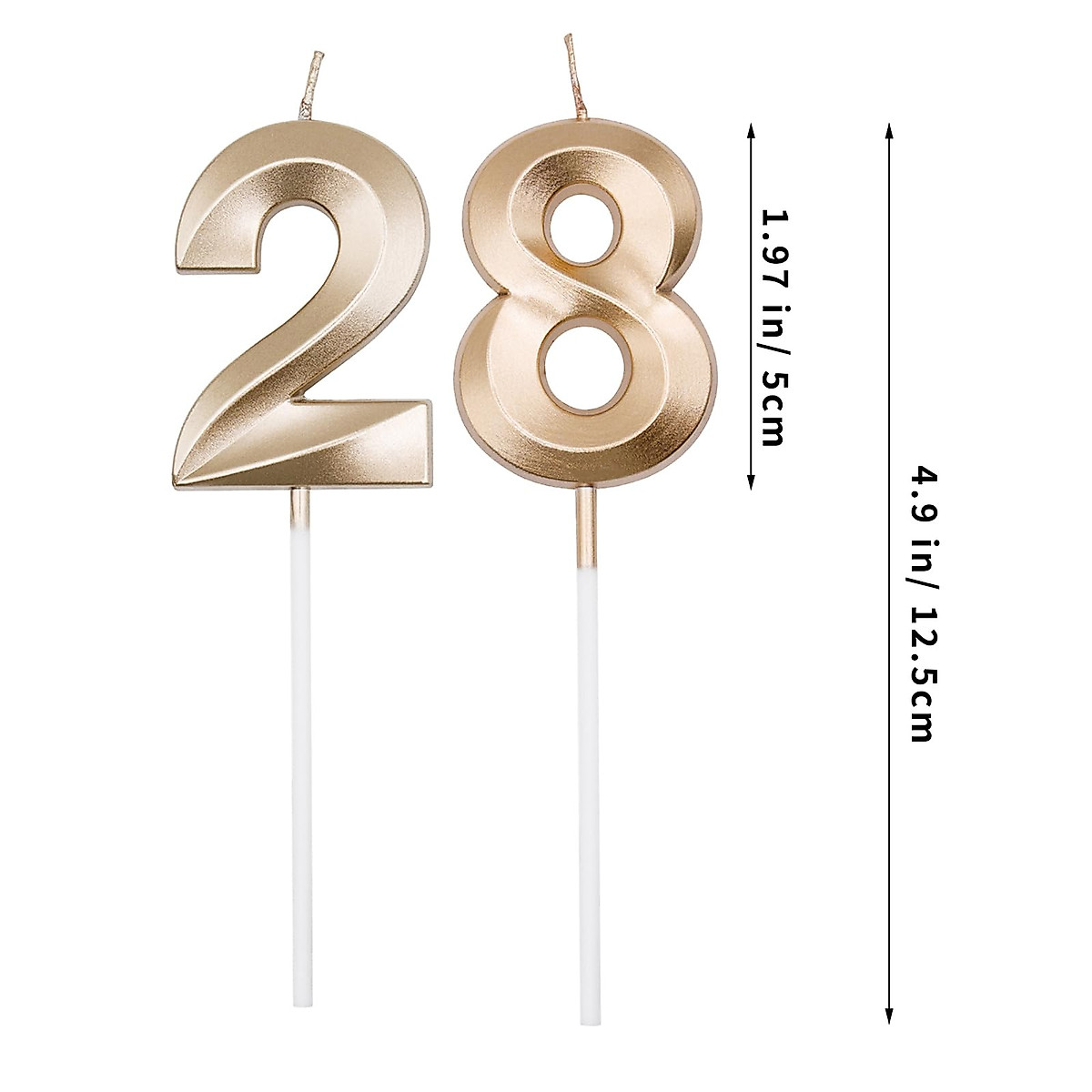 Champagne Gold 28th & 82nd Birthday Candles for Cakes, Number 28 82 Candle Cake Cupcake Topper for Birthday Anniversary Party Decoration