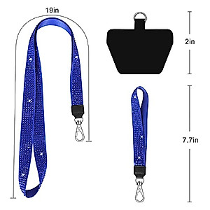 SHANSHUI Cell Phone Lanyard, Universal Bling Nylon Neck Lanyard and Wrist Strap with 2 Patches Cell Phone Charm Lanyard Compatible with iPhone and All Smartphones (Dark Blue)