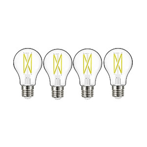 Satco S12437 A19 LED 4-Bulb Value Pack, 75W Replacement, 3000K, Clear