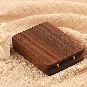 Yookin Handcrafted Wooden Rotating Ring Box Magnetic Closure Ring Storage Case Portable Ring Holder for Proposal,Engagement,Wedding (Black walnut)