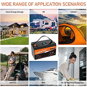 Shentec LiFePO4 Battery, 12V 100AH Lithium Battery,Deep Cycles|Rechargeable|Built-in BMS,Perfect for RV, Marine, Solar, Overland, Off-Grid Application