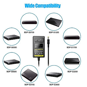 SoulBay 12V Power Cord for Sony Blu-Ray Disc DVD Players BDP-Series BDP-BX370 BDP-S1700 BDP-S3200 BDP-S3500 BDP-S3700 BDP-S6500 S6700 UBP-X700 12 Volt Replacement for Sony AC-M1208UC AC Adapter