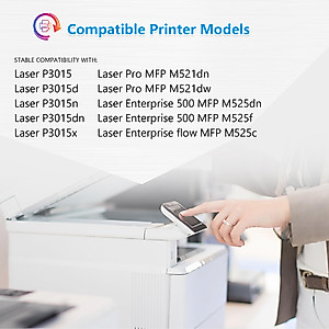 55A Black Toner Cartridge with Chip (2-Pack) | Replacement for HP 55A Works with Laser Enterprise 500 MFP M525 Series, Laser Enterprise P3015 Series, Laser Pro MFP M521 Series Printer Ink | CE255A-2PK