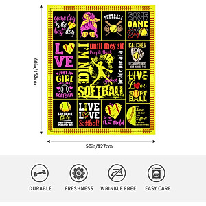 Raweeroner Softball Gifts,Softball Blanket,Gifts for Softball Players,Softball Blanket Gifts for Girls,Softball Room Decor,Softball Decor for Girls Bedroom