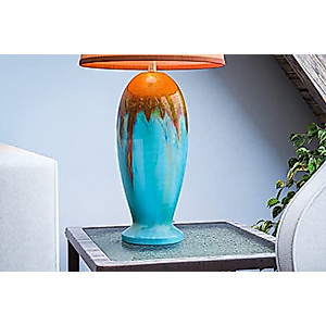 Kenroy Home 32366TEAL Tucson End Table Lamp, Teal Ceramic Glaze Large