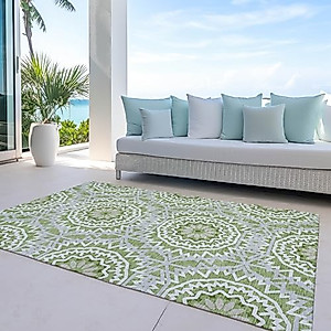 Addison Rugs Chantille ACN619 Green 9' x 12' Indoor Outdoor Area Rug, Easy Clean, Machine Washable, Non Shedding, Bedroom, Living Room, Dining Room, Kitchen, Patio Rug