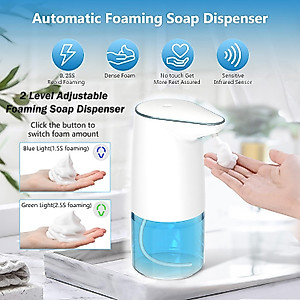 Higoney Automatic Foaming Soap Dispenser, 16.9oz/500ML Touchless Hand Soap Dispenser& Dish Soap Dispenser,2 Gear Foaming Adjustable, USB Rechargeable, for Bathroom, Kitchen, Office, Hotel
