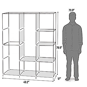 71" Portable Closet Wardrobe Clothes Rack Storage Organizer with Shelf Blue Clothes Storage Organizer Closet ?for Home, Dorm, Garage etc. ?No-Tool Assembly