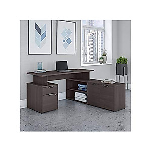 Bush Business Furniture Jamestown L Shaped Desk with Drawers, 60W, Storm Gray