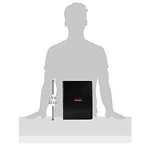 Rhodia Wirebound Notebook 8.8 X11.75 Inches Black Grid, Satin