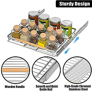 GEDLIRE Expandable Pull Out Cabinet Organizer 3 Pack, Heavy Duty Slide Out Pantry Storage Shelves, Sliding Drawer Organizer Rack for Kitchen Cabinets, Under Sink, Home, 17.1"-28" W x 22.4" D