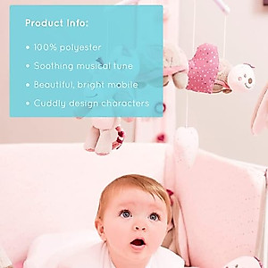 Nattou Mobile with Music Box Nina, Jade, & Lili - Gentle Lullaby La-Le-Lu, 37 X 31 X 9 cm, Pink