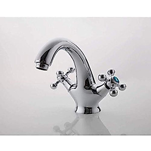ROLTIN Kitchen Taps 1 Set Chrome Plated Double Handle Toilet Bathroom Sink Faucet Hot and Cold Bathroom Sink Mixer Tap Switch