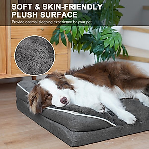 DogBaby Dog Beds for Large Dogs, Washable Large Dog Bed, Dog Couch Bed for Comfortable Sleep, Orthopedic Egg Foam Bolster Dog Bed with Removable Washable Cover and Nonskid Bottom Couch, Pet Bed