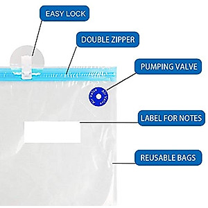 Vacuum Sealer Zipper Bags Sous Vide bags for food BPA Free Reusable Resealable with Air Valve Double Layers Food Storage 3 Sizes15 Pcs