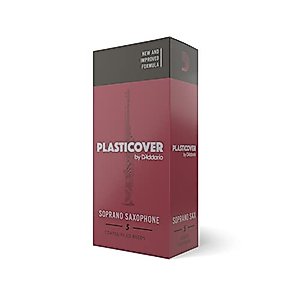 D’Addario Woodwinds Plasticover Soprano Sax Reeds, Strength 2.5, 5-pack