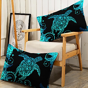 Nttopship Blue and Black Sea Turtles Comforter Sets Twin Size， Bedding Sets for Kids,Oceans and Starfish Comforter Sets All Season 1 Comforter and 2 Pillowcases