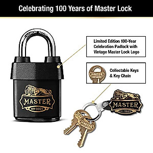 Master Lock 1921D Keyed Padlock, 2-1/8 in Wide, Black