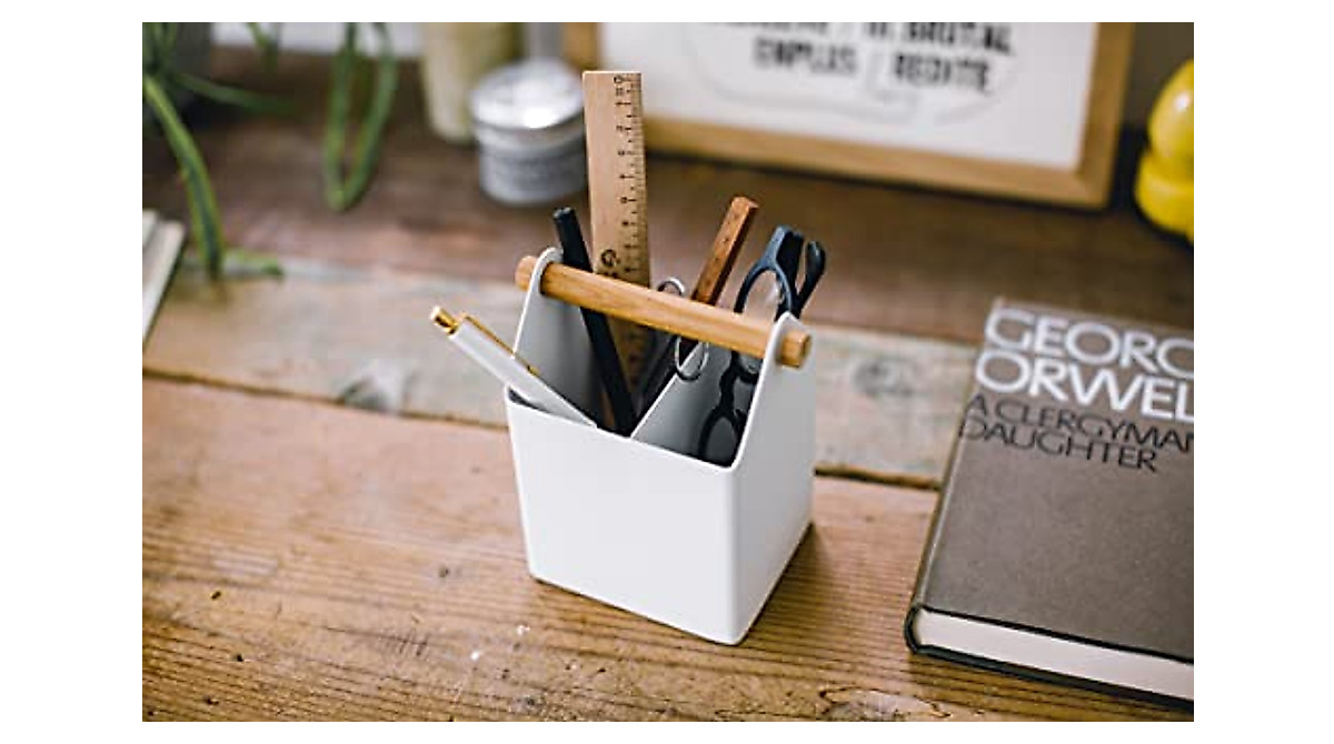 Yamazaki White Pen Stand - Minimal Desk Organizer for Elegant Workspaces