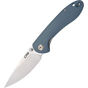 CJRB Folding Knife Feldspar Pocket Folding Knife Stonewash D2 Steel Blade G10 Tactical Handle EDC Knife, Blue Handle-Small (J1912)
