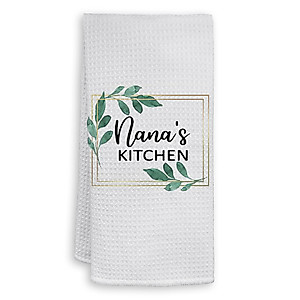 HIWX Nana's Kitchen Decorative Kitchen Towels and Dish Towels, Watercolor Plant Leaf Nana Mother's Day Hand Towels Tea Towel for Home Kitchen Decor 16×24 Inches