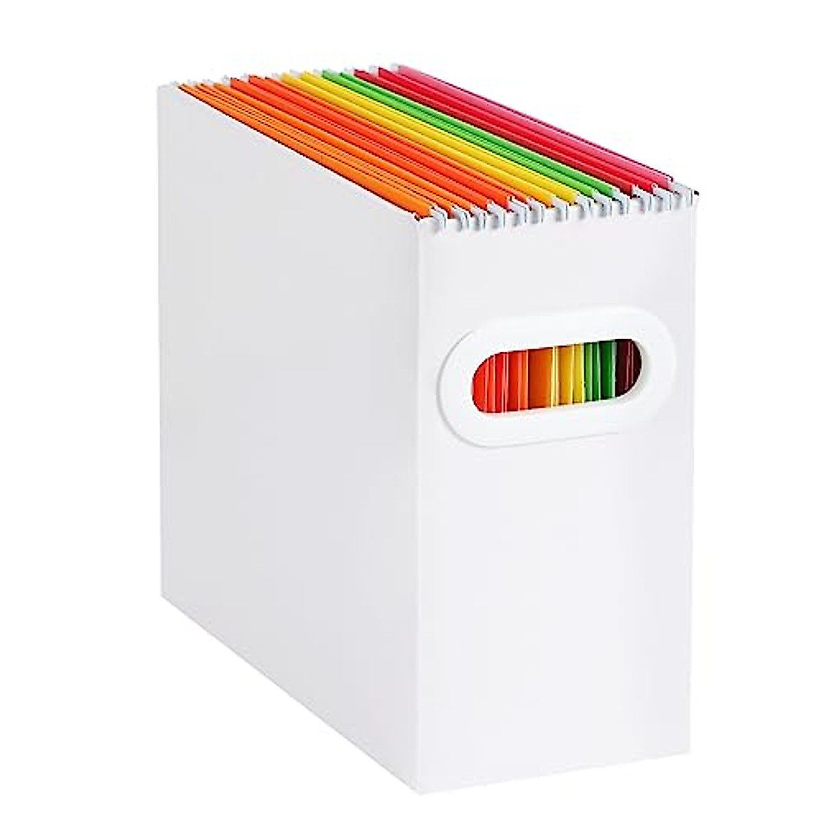 EOOUT 1 Pack White File Organizer Cardboard File Box for Letter Size Foldable Hanging File Folder Storage Hanging File Organizer with Handles for Office Home School