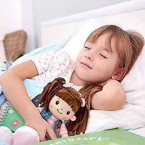 Linzy Toys, 16" Little Sweet Hearts Interactive Soft Plush RAG Doll, Embroidered FACE & Removable Clothes, Educational Doll, Muñecas de trapo para niña, First Doll for Kids (90958) , Floral