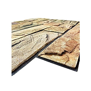 Retro-Art 3D Wall Panels, Pack of 6, Stacked Natural Limestone in Light Brown, PVC, 17.5" x 23.75", Cover 17.31 sq.ft. 566CY
