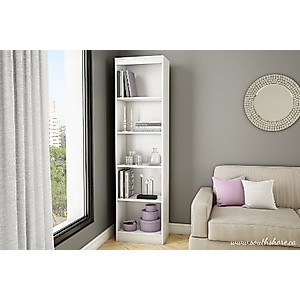 South Shore Axess 5-Shelf Narrow Bookcase, Pure White