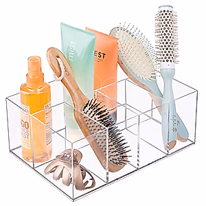 iDesign 5 Compartment Plastic Bathroom Storage Organizer, The Clarity Collection – 9.88” x 6.88” x 4”, Clear