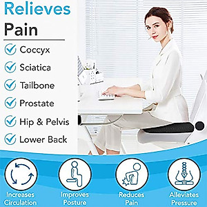 Gel Seat Cushion - Enhanced Double Thick Egg Seat Cushion with Non-Slip Cover - Office Chair Car Seat Cushion - Sciatica & Back Pain Relief - Perfect for Office Chair Car Wheelchair Travel