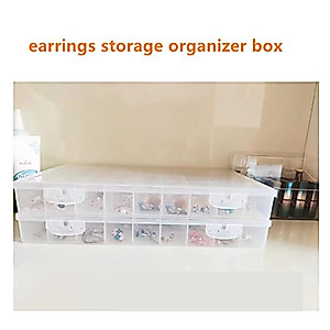 Feadily 36 Grids Plastic Large Nail Organizer Box, for Nail Accessories, Sewing Arts, Beads, Acrylic and Oil Paint, 14.9" x 9.2" x 1.9",Clear (1 Pack)