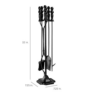 Best Choice Products Fireplace Tool Set 5pc Indoor Wrought Iron Outdoor Firepit Tool Set w/Poker, Tongs, Broom/Brush, Stand - Copper