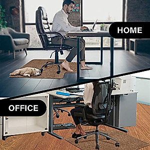 ECOSO Office Chair Mat for Hardwood/ Tile Floor, with Lip, 36"x 48",0.16" Thick, Hard Floor Protector, Anti Slip, Self Adhesive and ECO Friendly, Floor Mat for Office/Home. (Brown)