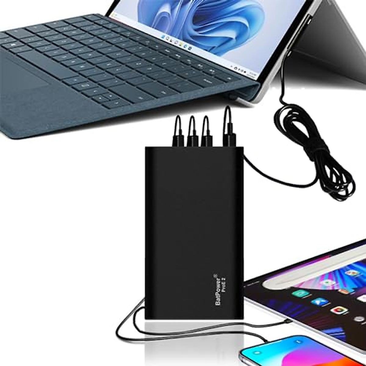 BatPower ProE 2 ES10B 148Wh MS Surface Power Bank for Surface Book 3 2 1 External Battery Surface Laptop 4 3 2 1 Surface Pro X 8 7 6 5 4 3 Go Portable Charger and Surface 120W Slim Charger Adapter
