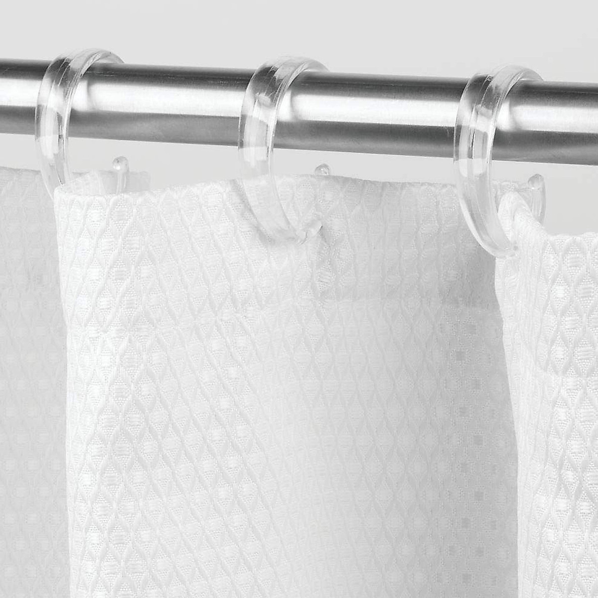 24 Pc Heavy Duty Plastic Shower Curtain Rings Clear Hooks Type C Shaped Rod Bath