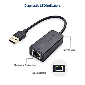 Cable Matters Plug & Play USB to Ethernet Adapter with PXE, MAC Address Clone Support (Ethernet to USB 2.0 Adapter, Ethernet Adapter for Laptop) Supporting 10/100 Mbps Ethernet Network in Black