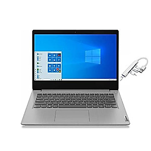 Lenovo 2022 Newest IdeaPad 3 14.0" FHD LED Anti-Glare Premium Laptop | Intel Core i3-1005G1 Processor | 4GB RAM | 128GB SSD | Windows 11 S | Platinum Grey | with USB3.0 HUB Bundle