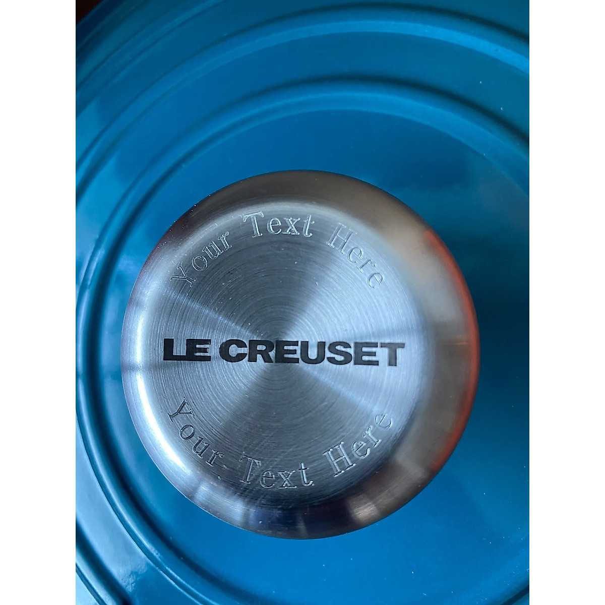 Le Creuset 9 Qt. Signature Round Dutch Oven w/Additional Engraved Personalized Stainless Steel Knob - Meringue